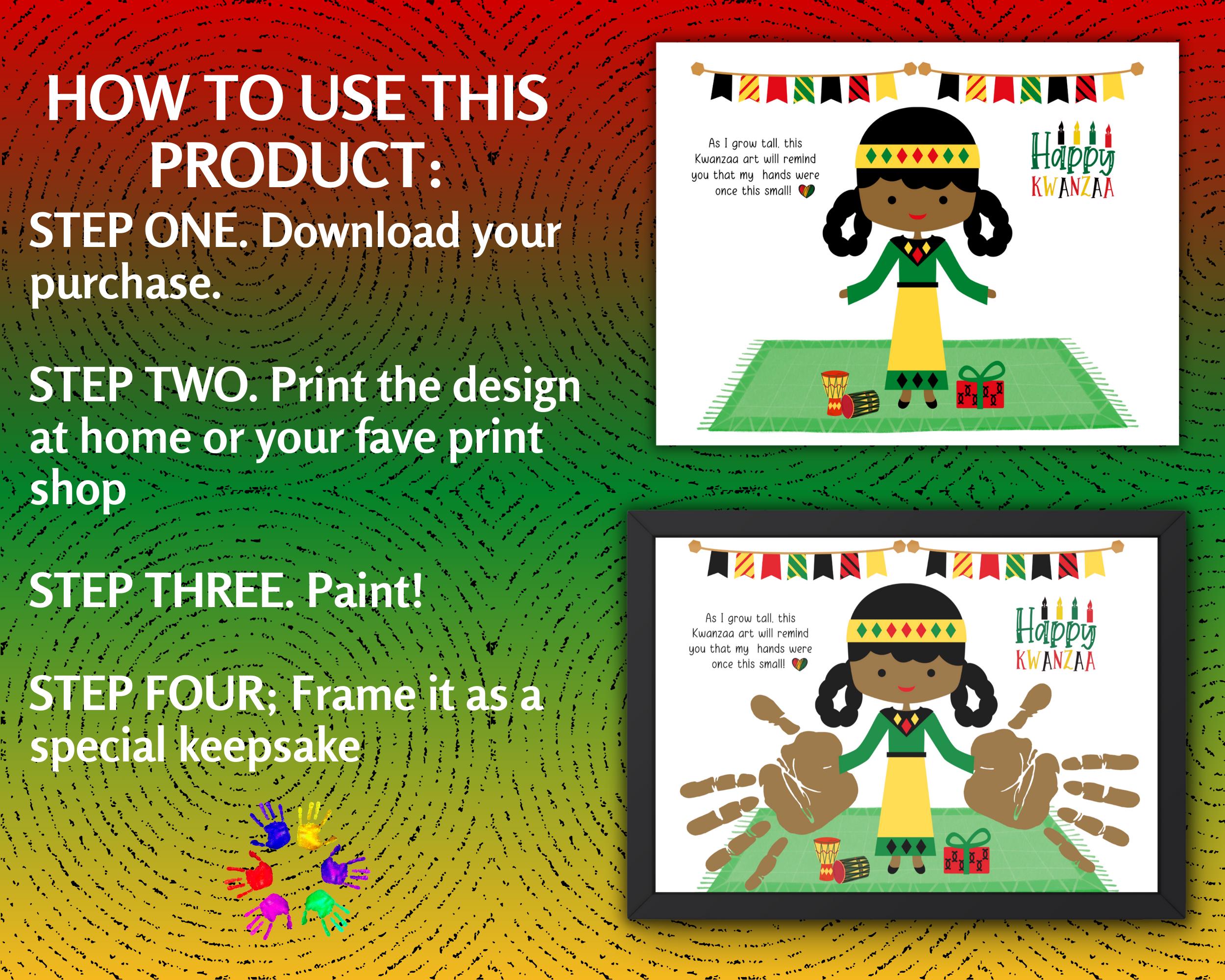 Kwanzaa Handprint Crafts, Kwanzaa Kids Female, Handprint Art, Winter ...