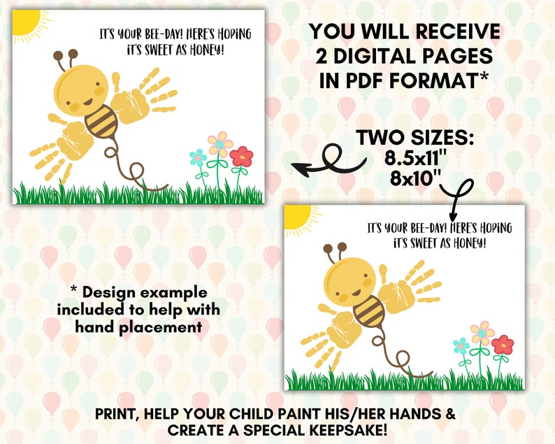 Birthday Bee Craft, Bee Handprint Craft, Birthday Handprint Art ...