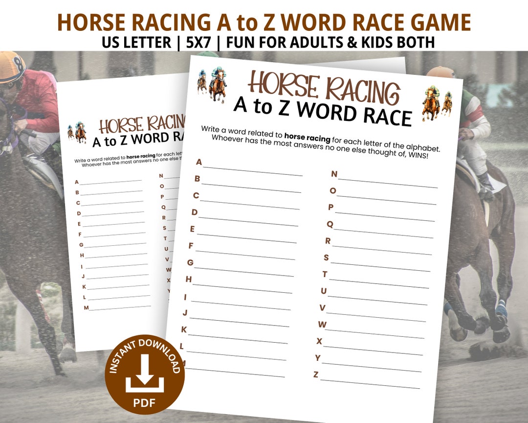 Horse Racing A to Z Word Race Game, Horse Race Game, Family Game Night ...