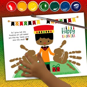 Kwanzaa Handprint Crafts, Kwanzaa Kids Male, Handprint Art, Winter ...