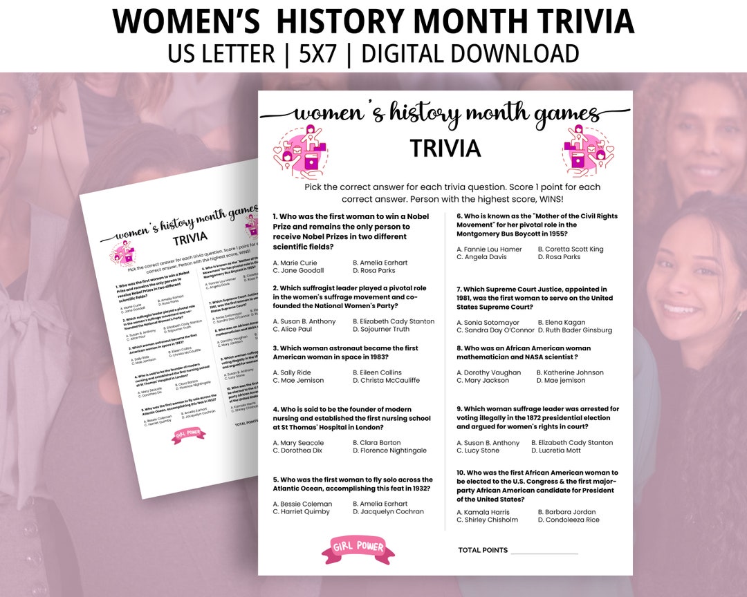 Womens History Trivia Game, Womens History Month, Family Game Night ...