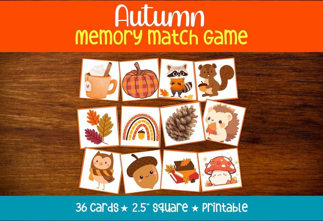 Memory Game, Matching Cards, Autumn Game, Memory Cards, Preschool ...