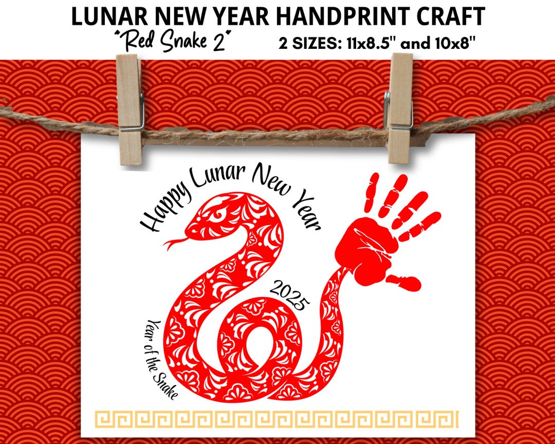 Lunar New Years Handprint Craft, Red Snake, Chinese New Year Handprint ...