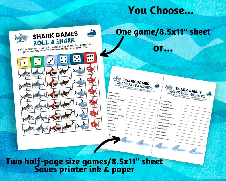 Shark Games Bundle, Shark Games, Shark Birthday Party, Birthday Games ...