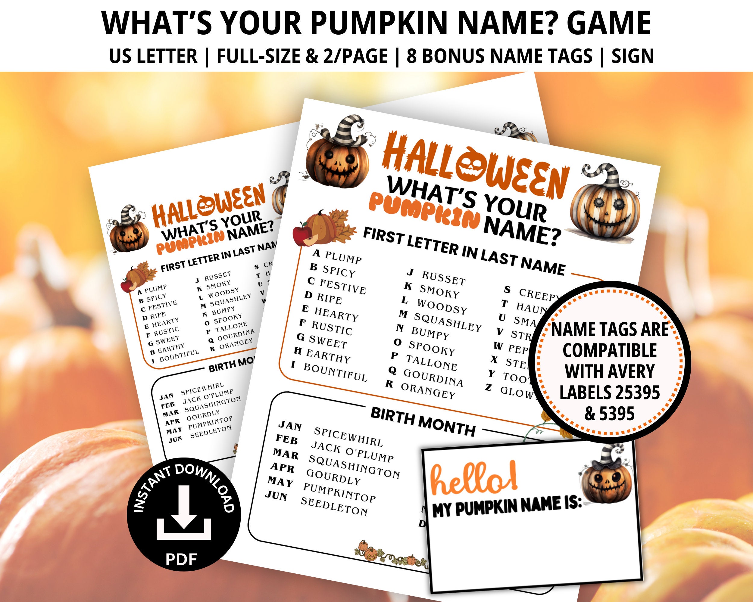 Whats Your Pumpkin Name, Pumpkin Name Game, Halloween Name Game, Whats ...