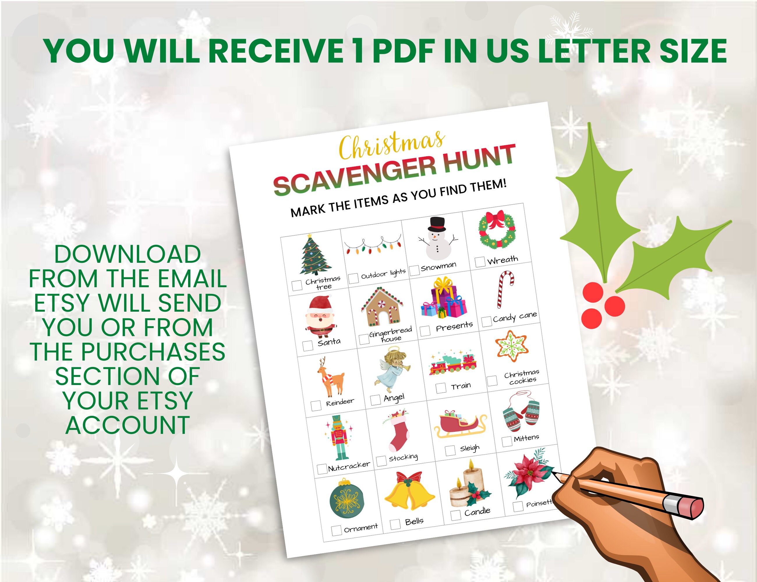 Christmas Kids Scavenger Hunt Printable Games for Kids Holiday Games ...