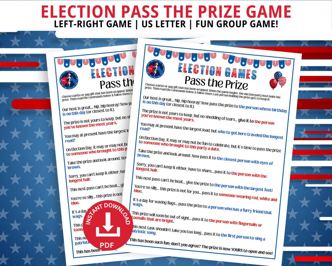 Election Day Pass the Prize Game, Election Day Games, Patriotic Games ...