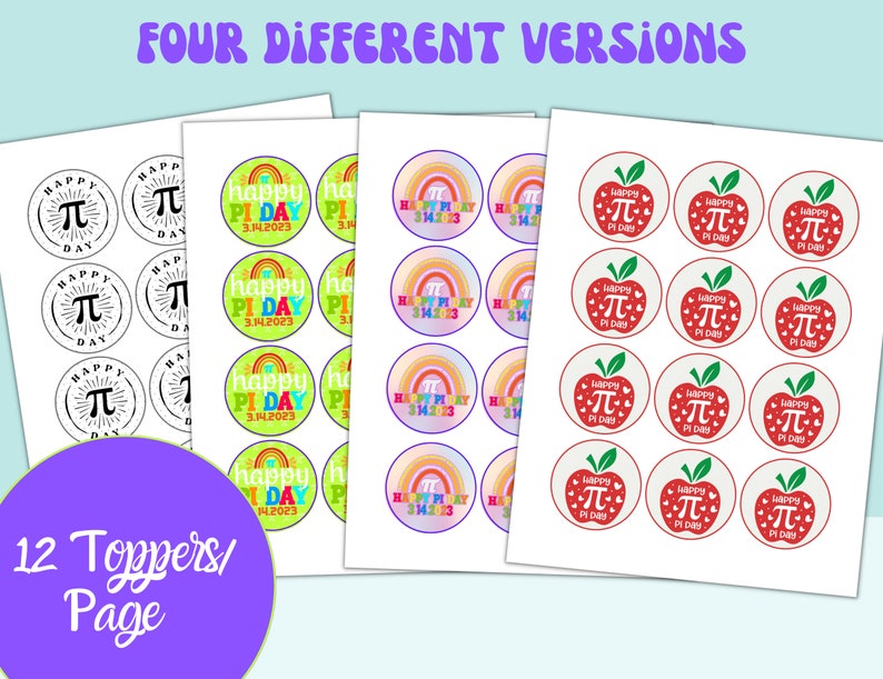 Printable Pi Day Cupcake Toppers, Pi Day Dessert Toppers, Download ...