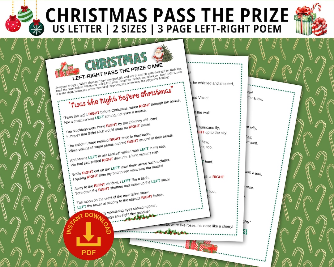 Christmas Left Right Game, Pass the Gift Game, Christmas Game, Pass the ...