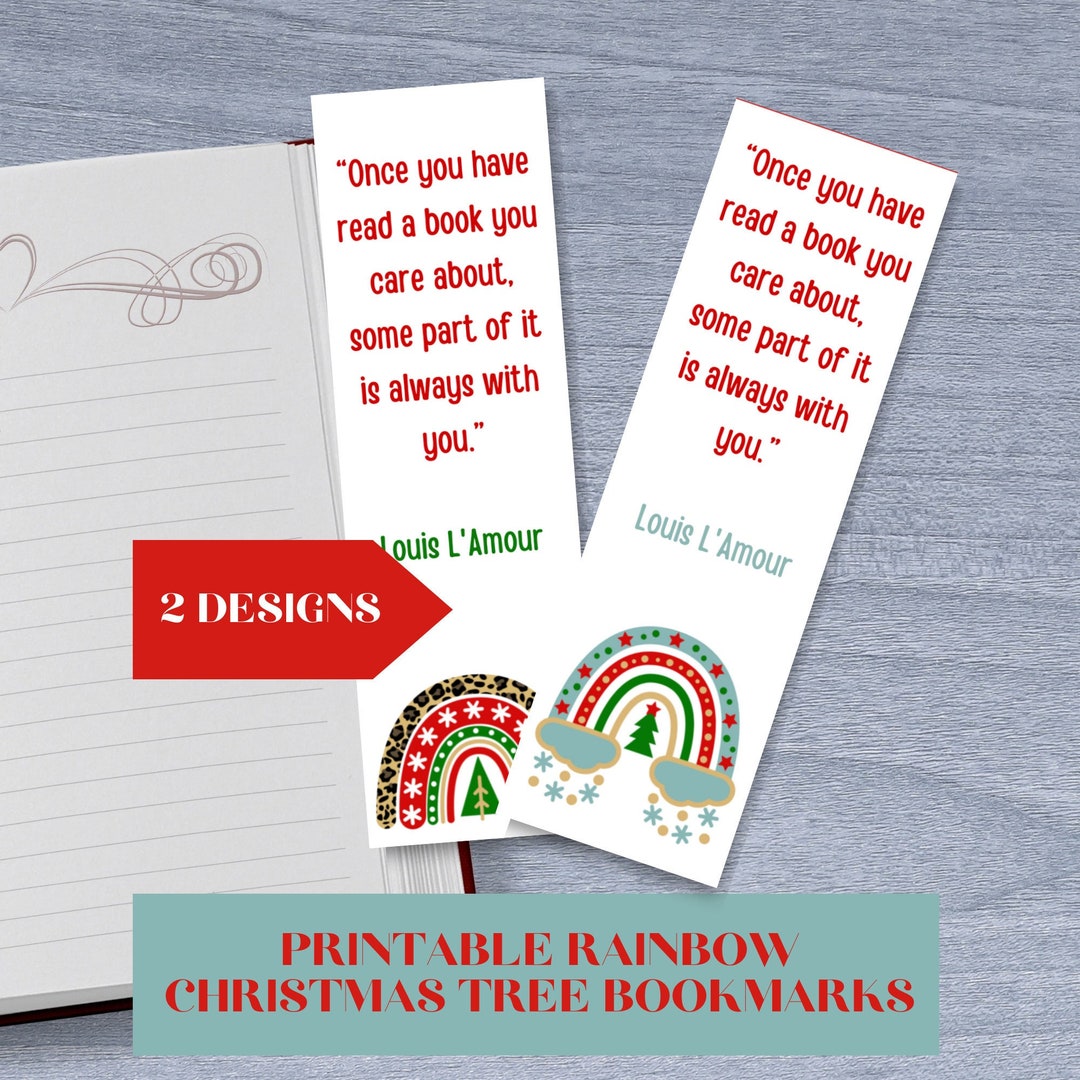 Printable Christmas Bookmark Set Rainbow Christmas Tree Bookmark ...