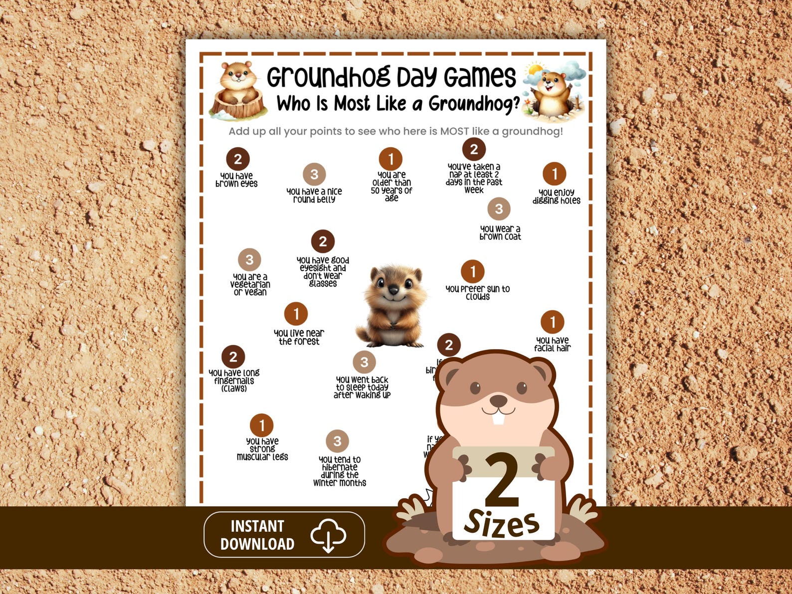 Who is Most Like a Groundhog Game, Groundhog Day Games, Family Game ...