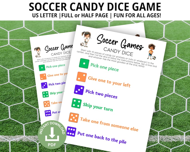 Soccer Candy Dice Game, Soccer Games, Group Games, Soccer Birthday ...