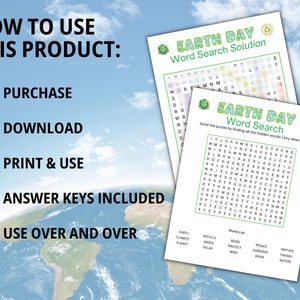 Earth Day Word Search Game, Earth Day Game, Family Game Night, Word ...