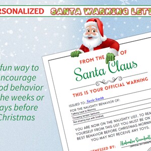 Editable and Printable Warning Letter From Santa in a Fillable PDF ...
