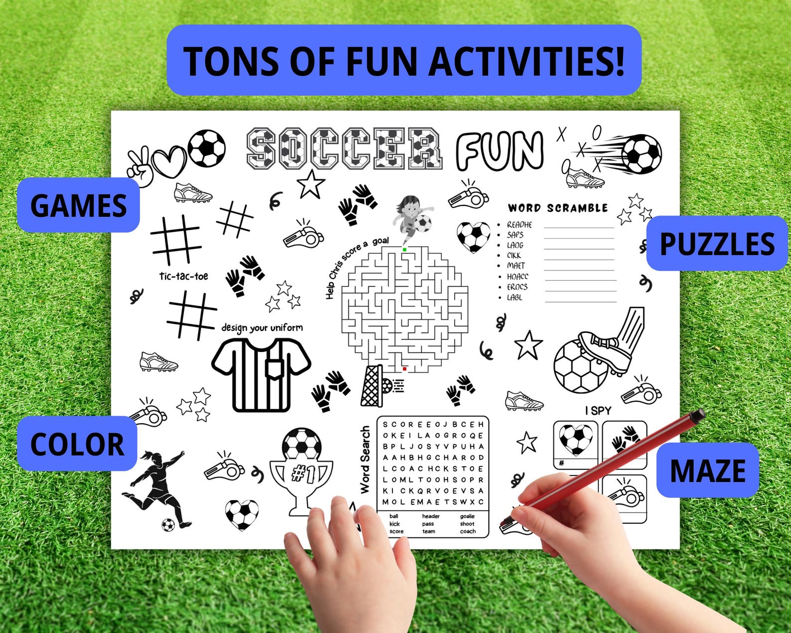 Soccer Coloring, Activity Sheet, Soccer Craft, Kids Coloring Page ...