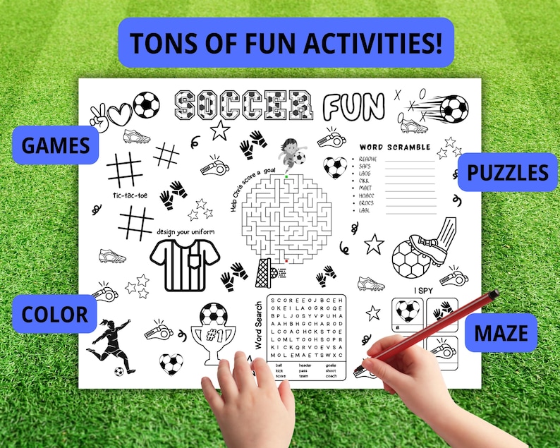 Soccer Coloring, Activity Sheet, Soccer Craft, Kids Coloring Page ...