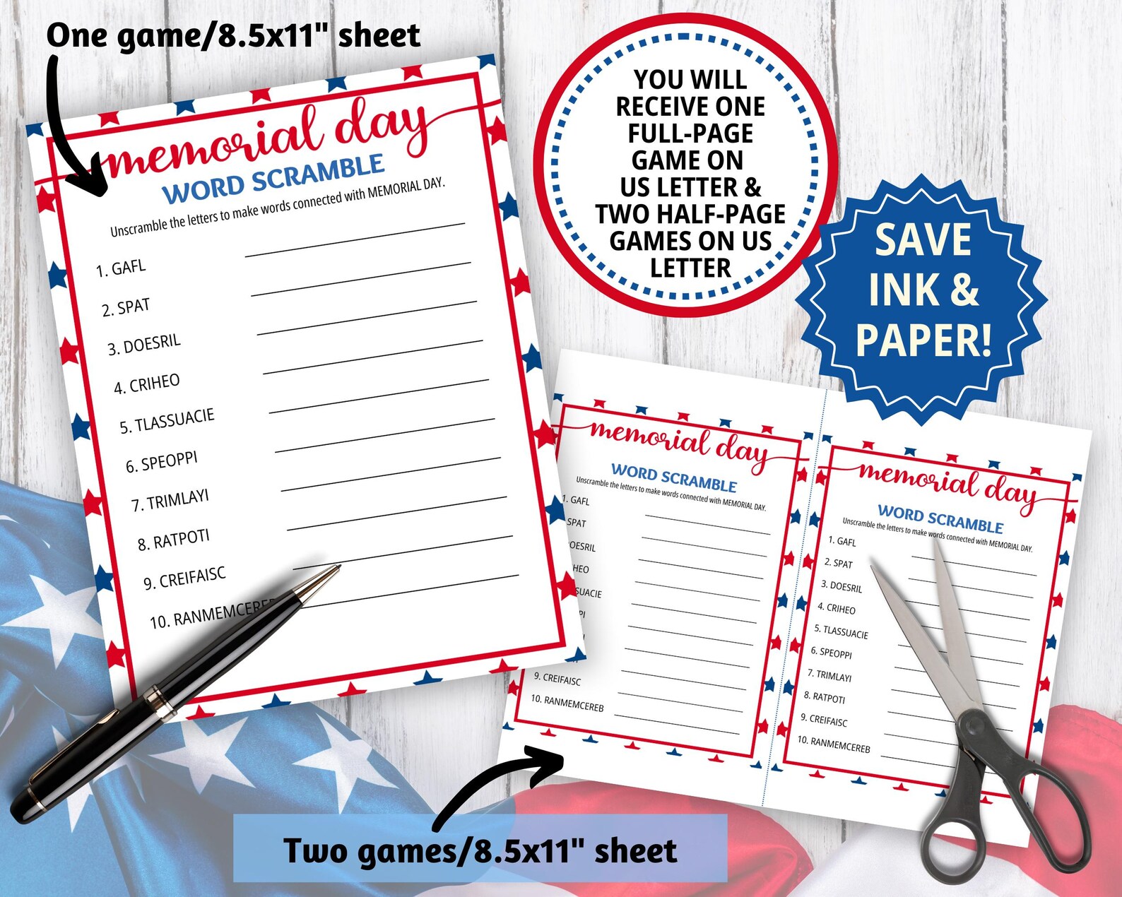 Memorial Day Word Scramble Game, Patriotic Word Game, Memorial Day ...