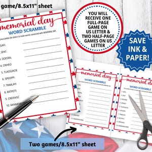Memorial Day Word Scramble Game, Patriotic Word Game, Memorial Day ...
