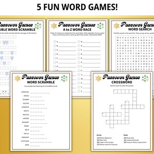 Passover Games, 12-GAME BUNDLE, Jewish Games, Passover Holiday ...