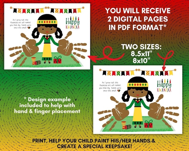 Kwanzaa Handprint Crafts, Kwanzaa Kids Female, Handprint Art, Winter ...