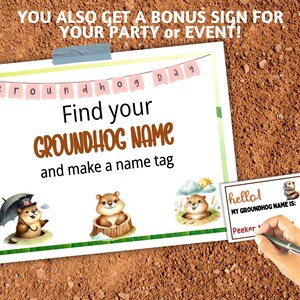 What's Your Groundhog Name, Groundhog Name Game, Groundhog Party Game ...
