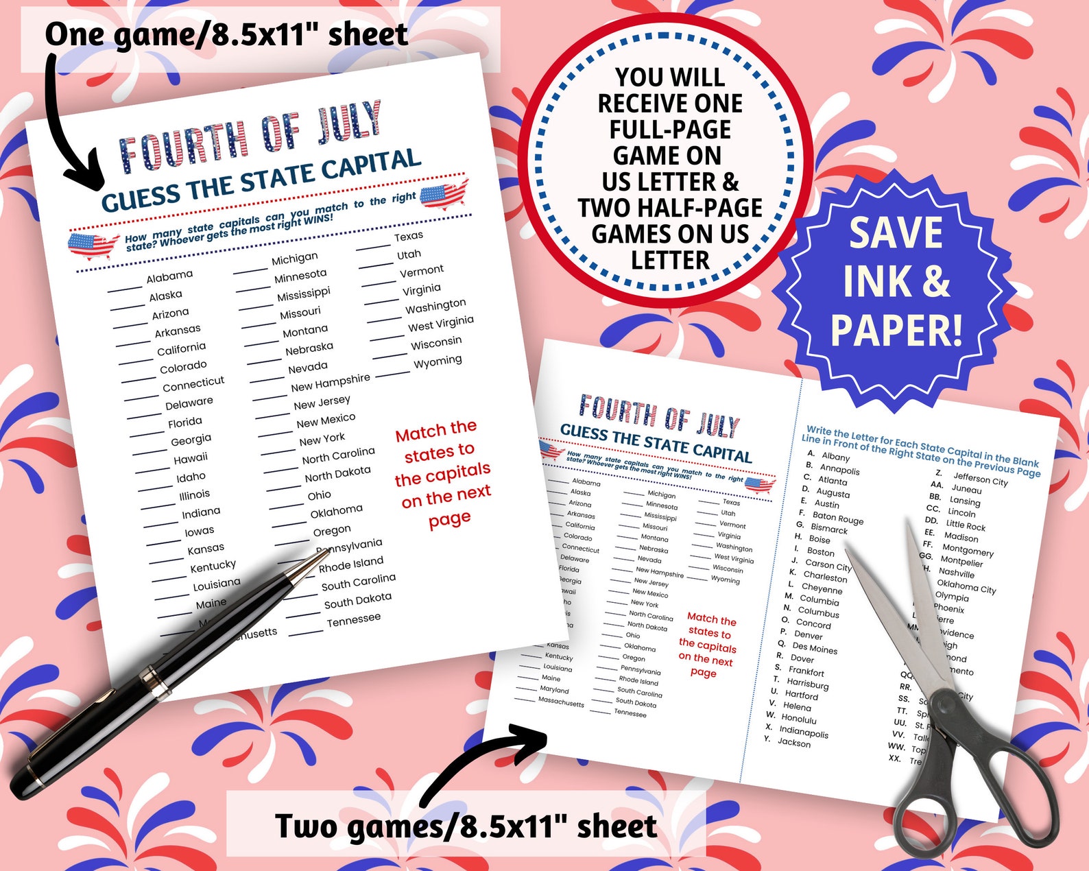State Capitals Trivia Game, Fourth of July Games, Group Games ...