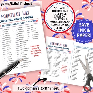 State Capitals Trivia Game, Fourth of July Games, Group Games ...