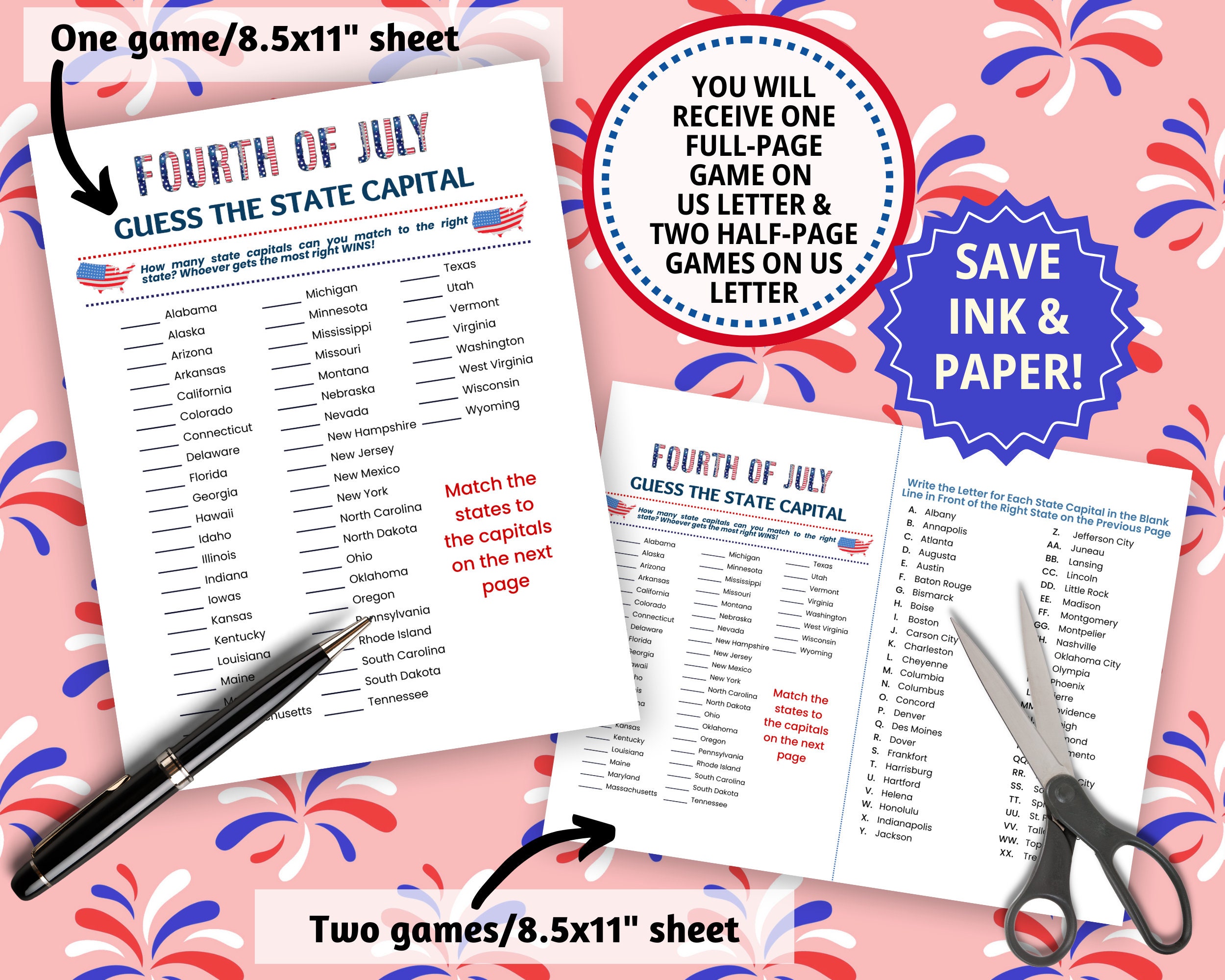 State Capitals Trivia Game, Fourth of July Games, Group Games ...