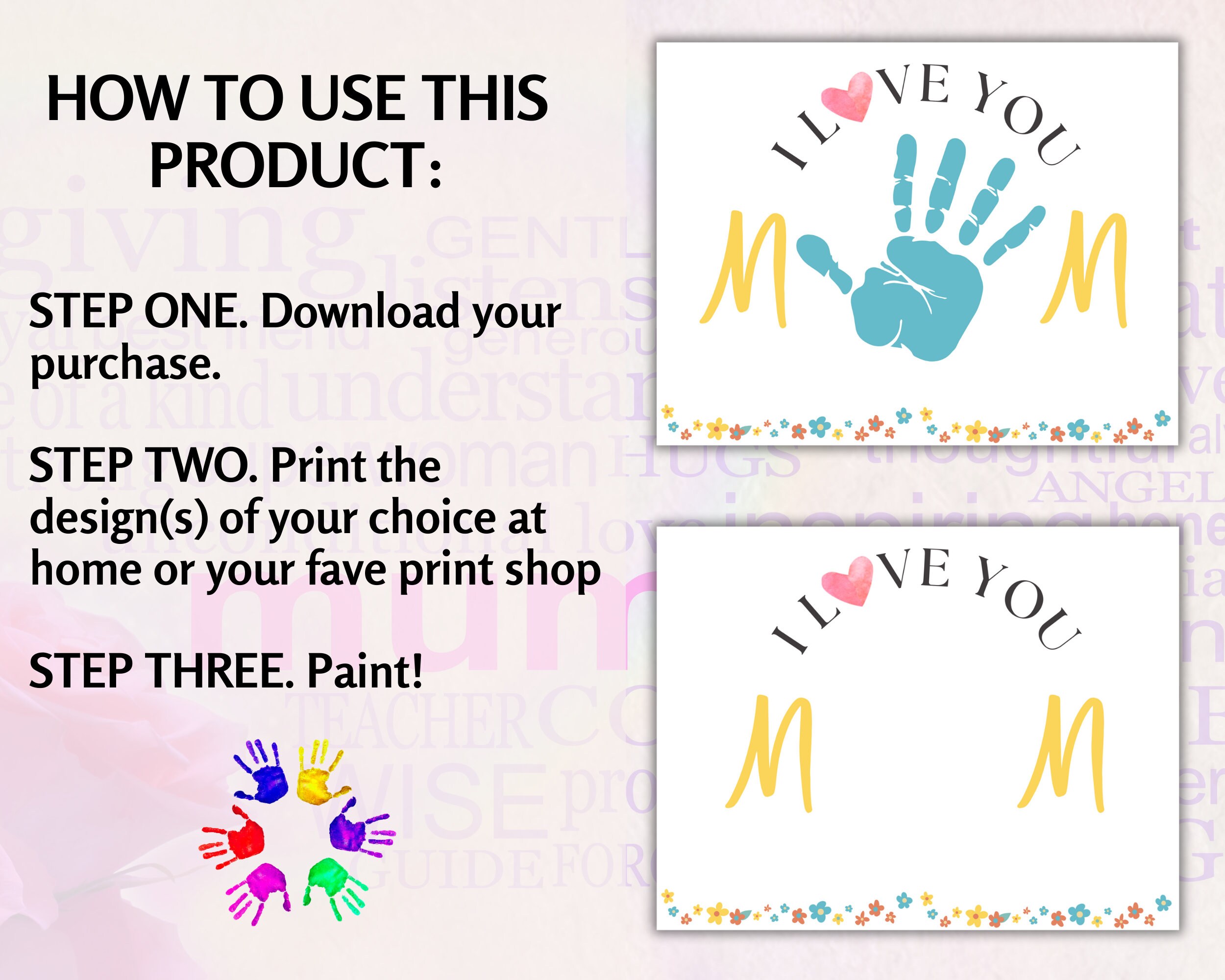 Mother's Day Handprint Craft, I Love You Mom, Handprint Art, Handprint ...