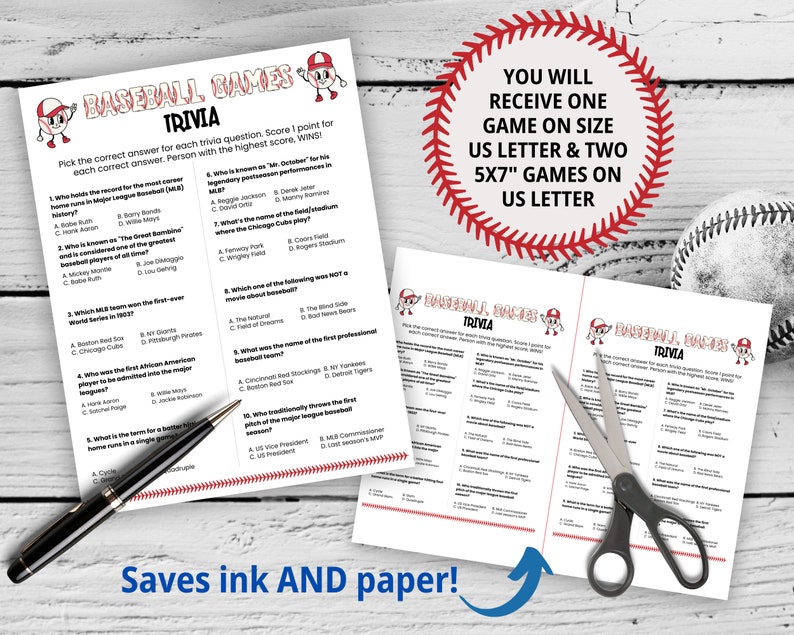 Baseball Trivia Game, Baseball Party Games, Family Game Night, Office ...