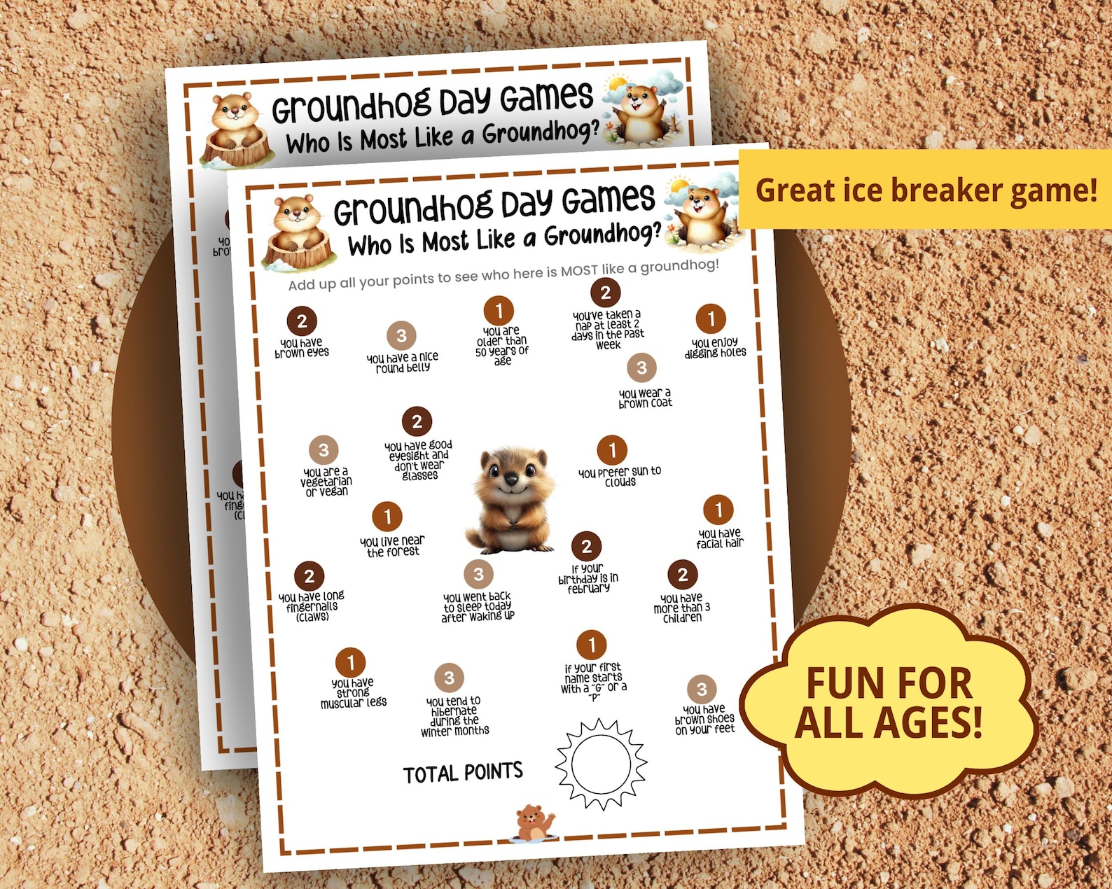 Who is Most Like a Groundhog Game, Groundhog Day Games, Family Game ...