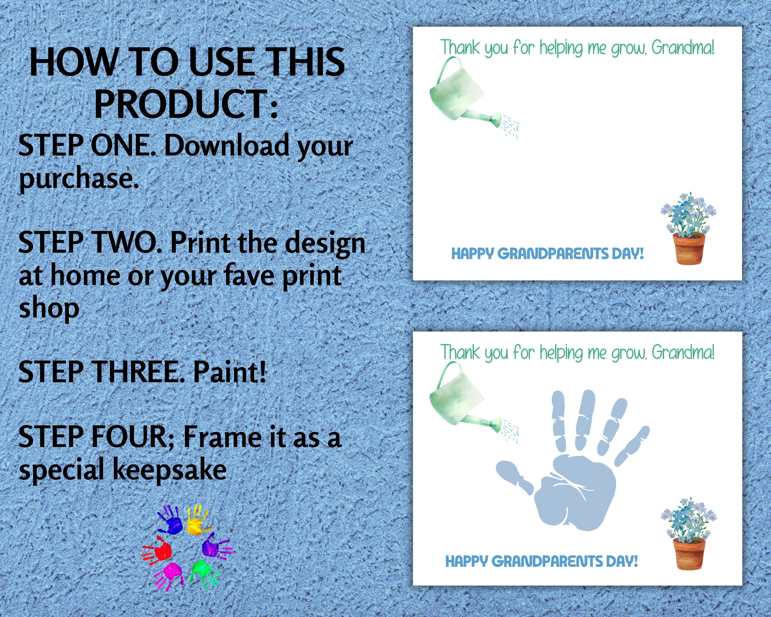 Grandparents Day Handprint Craft, Grandma Handprint Art, Grandpa ...