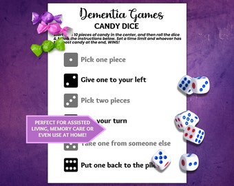 Dementia Dice Game, Candy Dice Game, Dice Game Printable, Ice Breaker ...