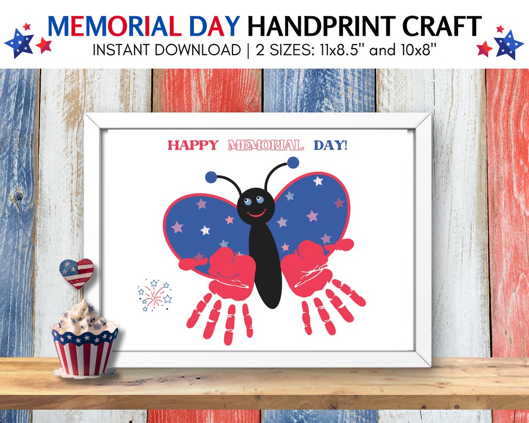 Memorial Day Handprint Craft, Patriotic Handprint Art, Handprint Sign ...