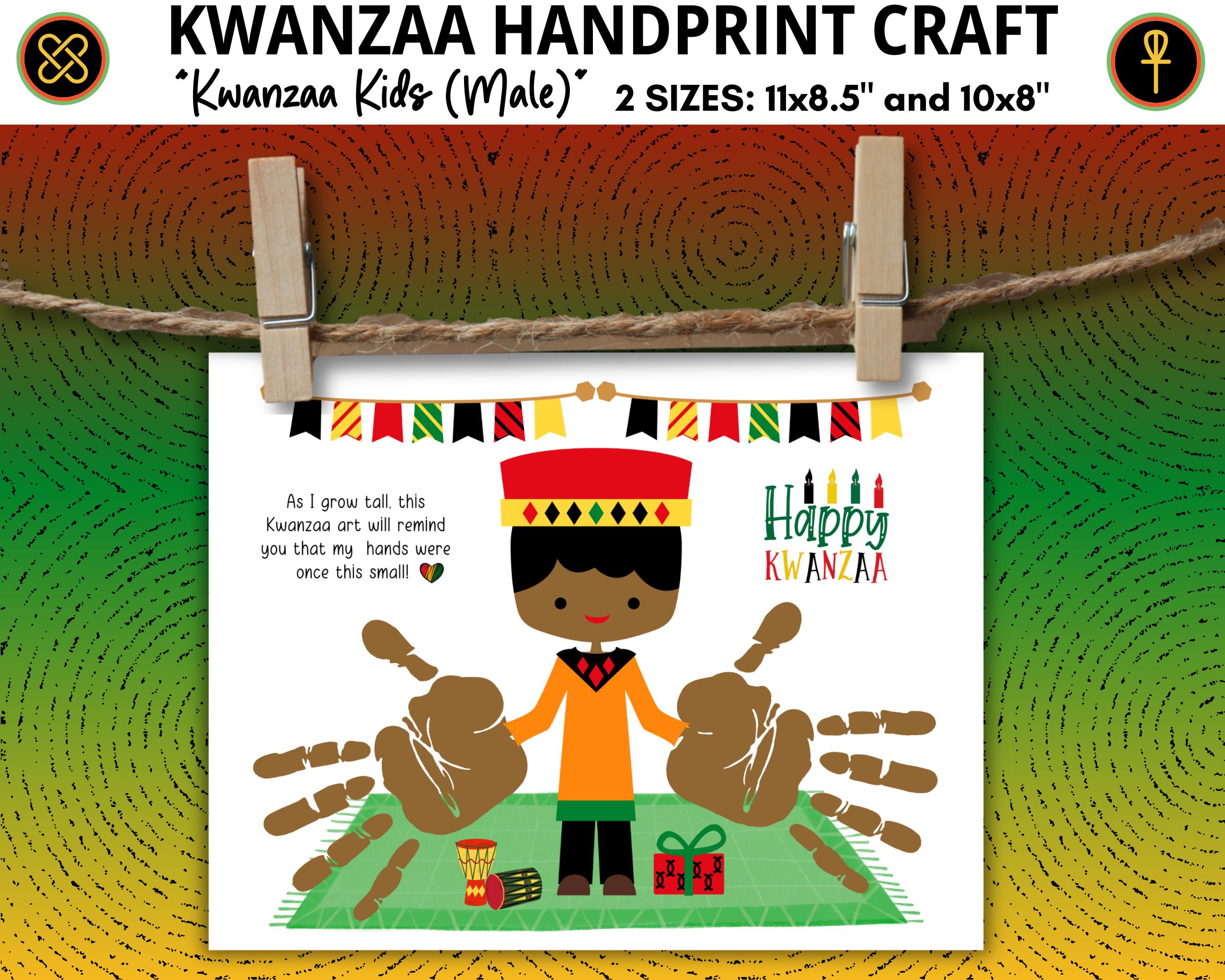 Kwanzaa Handprint Crafts, Kwanzaa Kids Male, Handprint Art, Winter ...