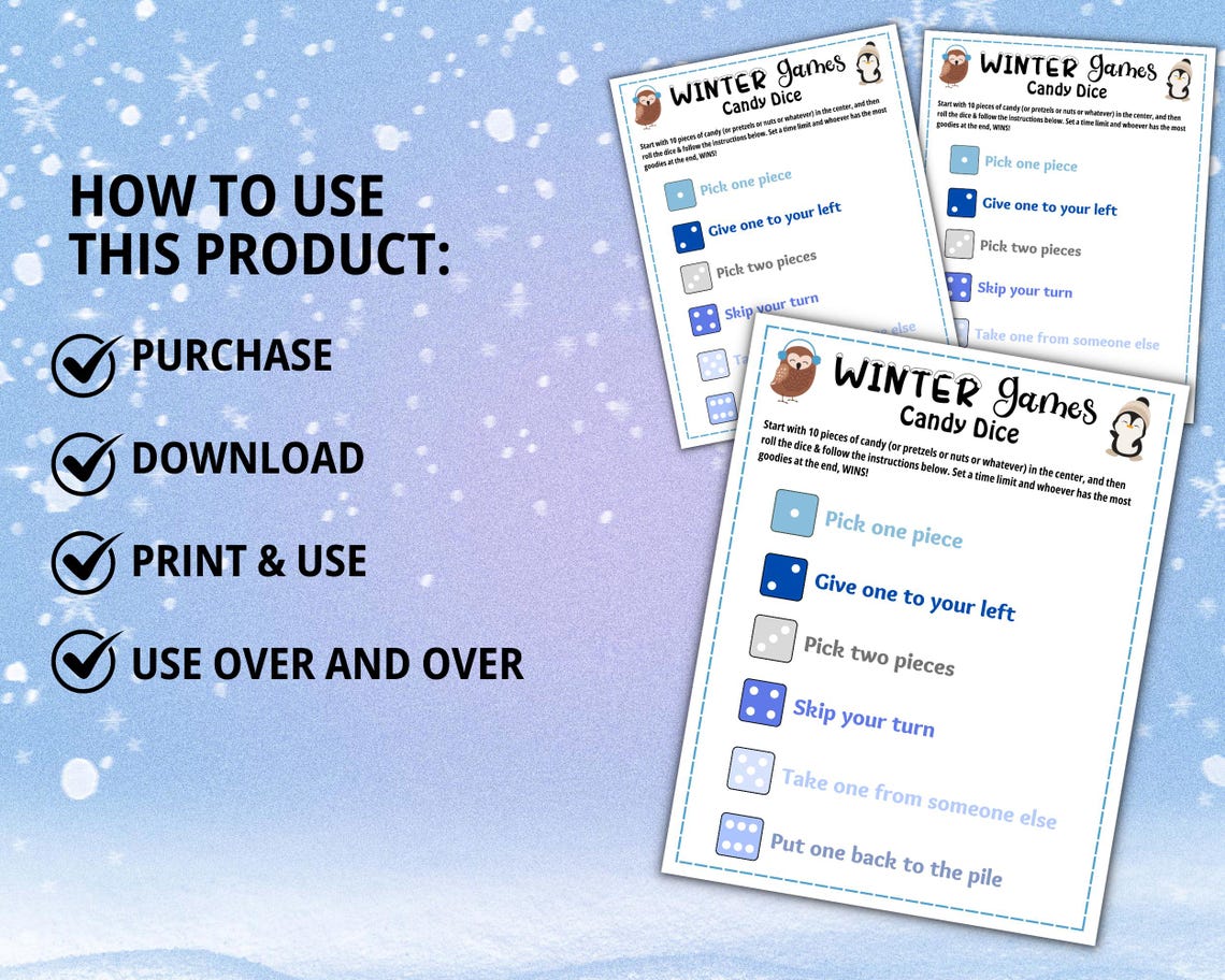 Winter Candy Dice, Winter Games, Wintertime Games, Candy Dice Game ...