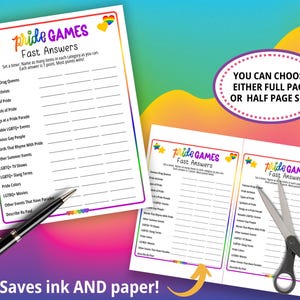 Pride Fast Answers Game, Pride Games, Pride Party Games, Pride 2025 ...