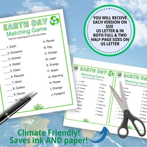 Earth Day Matching Game, Earth Day Games, Family Game Night, Games for ...