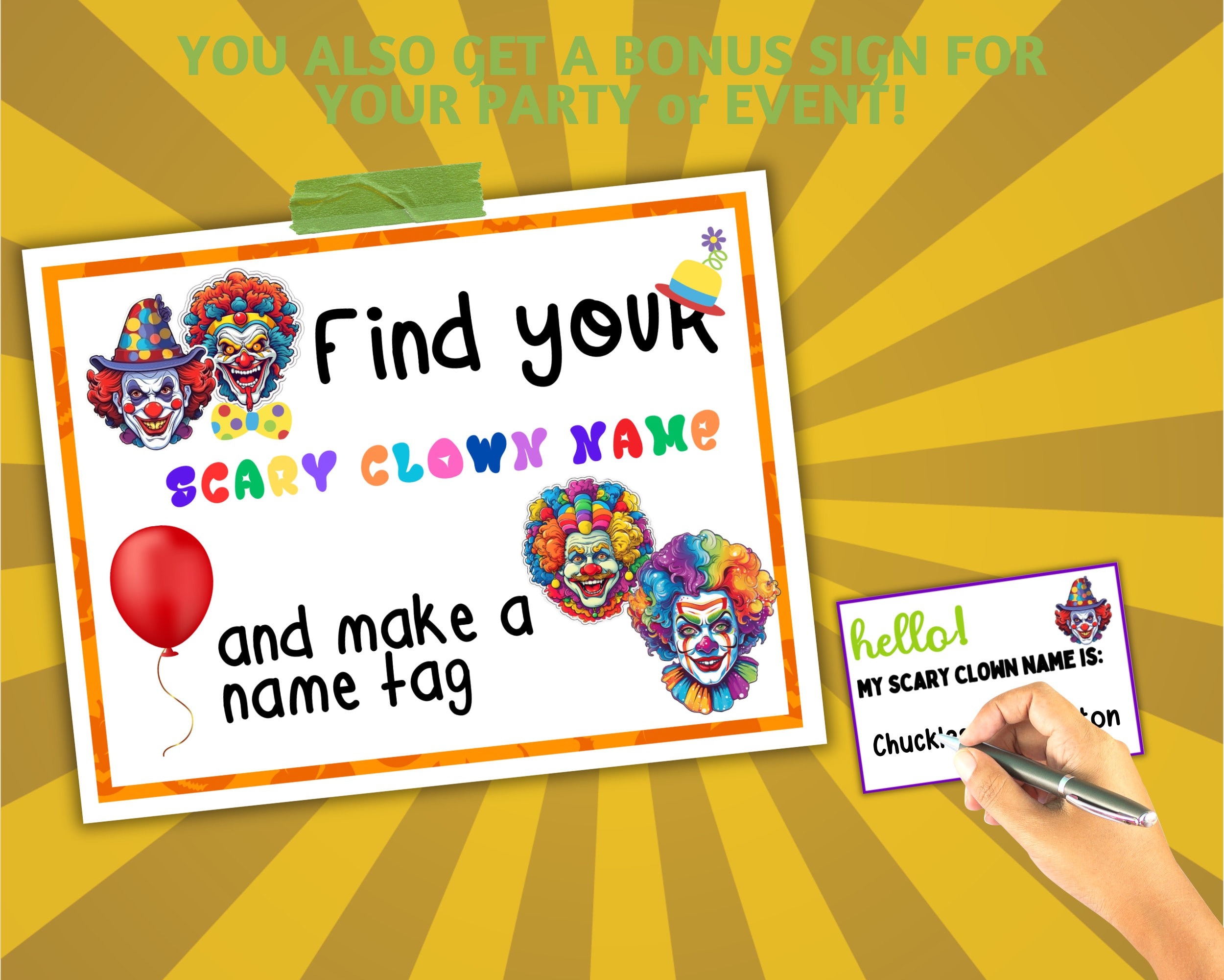What's Your Scary Clown Name, Halloween Name Game, Whats Your Name ...