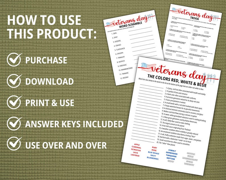 Veterans Day Games, Patriotic Word Game, Group Games, Patriotic Games ...
