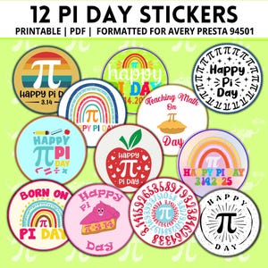 Pi Day Stickers, Printable Stickers, Pi Day Download, Math Pi Day, Math ...