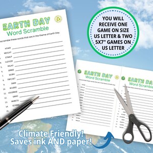 Earth Day Word Scramble Game, Earth Day Game, Family Game Night, Earth ...