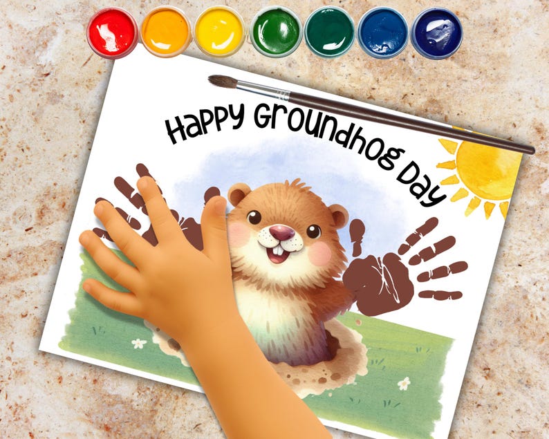 Groundhog Day Handprint Craft, Handprint Art, Winter Handprint ...
