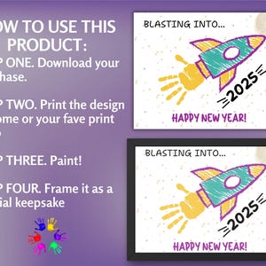 New Years Handprint Craft, Blasting Into 2025, Handprint Art, Winter ...