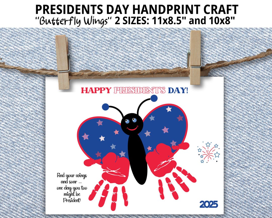 Presidents Day Handprint Craft, Butterfly Wings Handprint, Patriotic ...