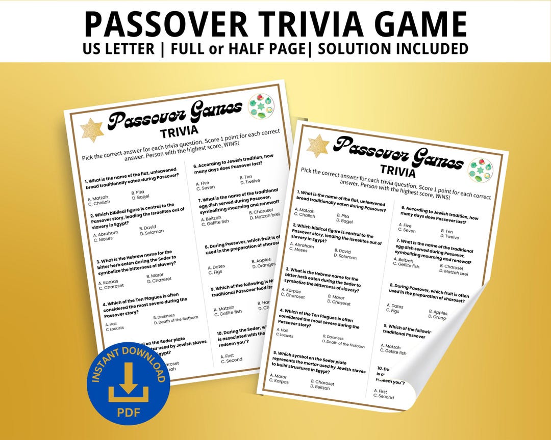 Passover Trivia Game, Passover Games, Jewish Games, Passover Holiday ...