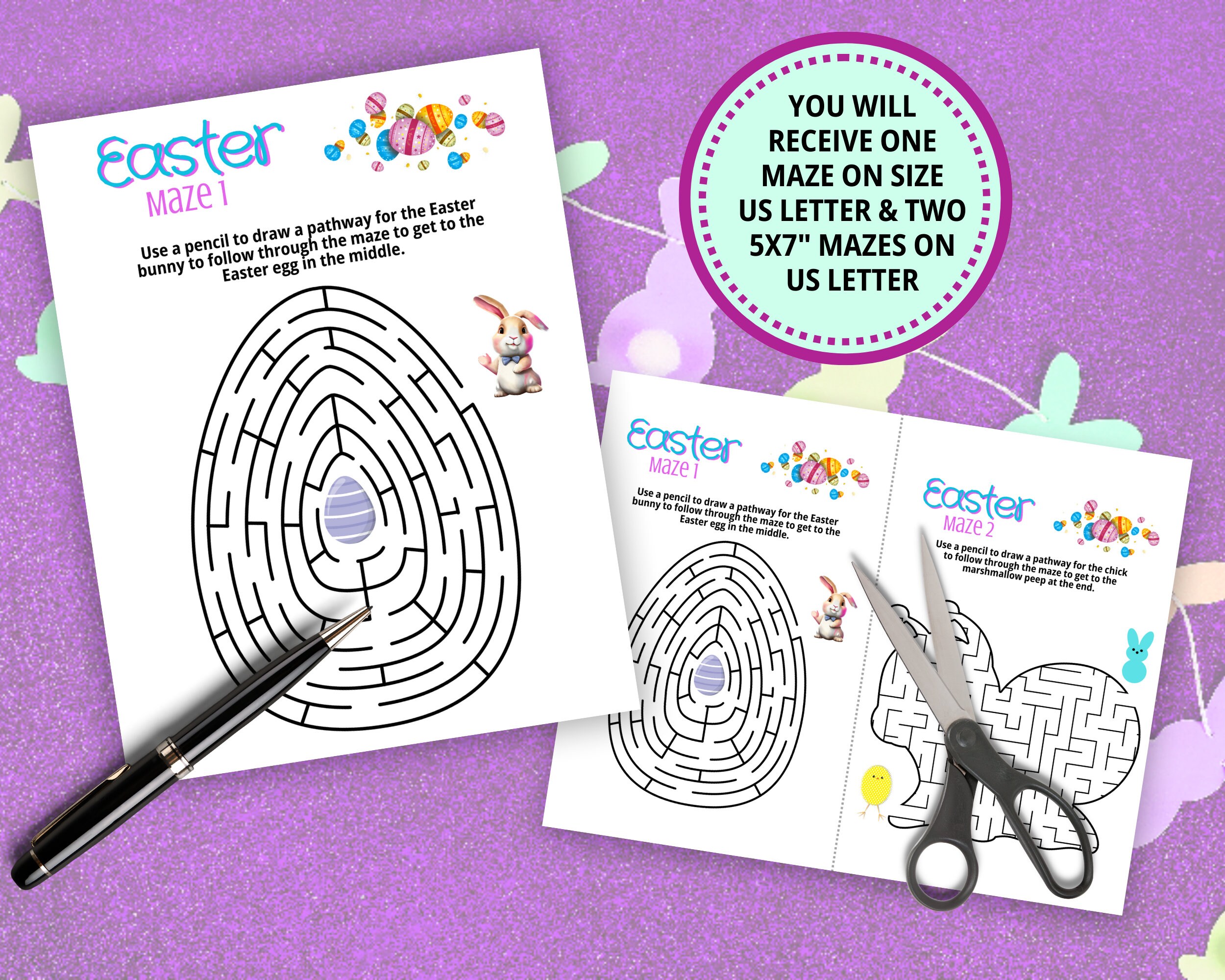 Easter Mazes, Three Easter Puzzles, Printable Maze Game, Easter Game ...