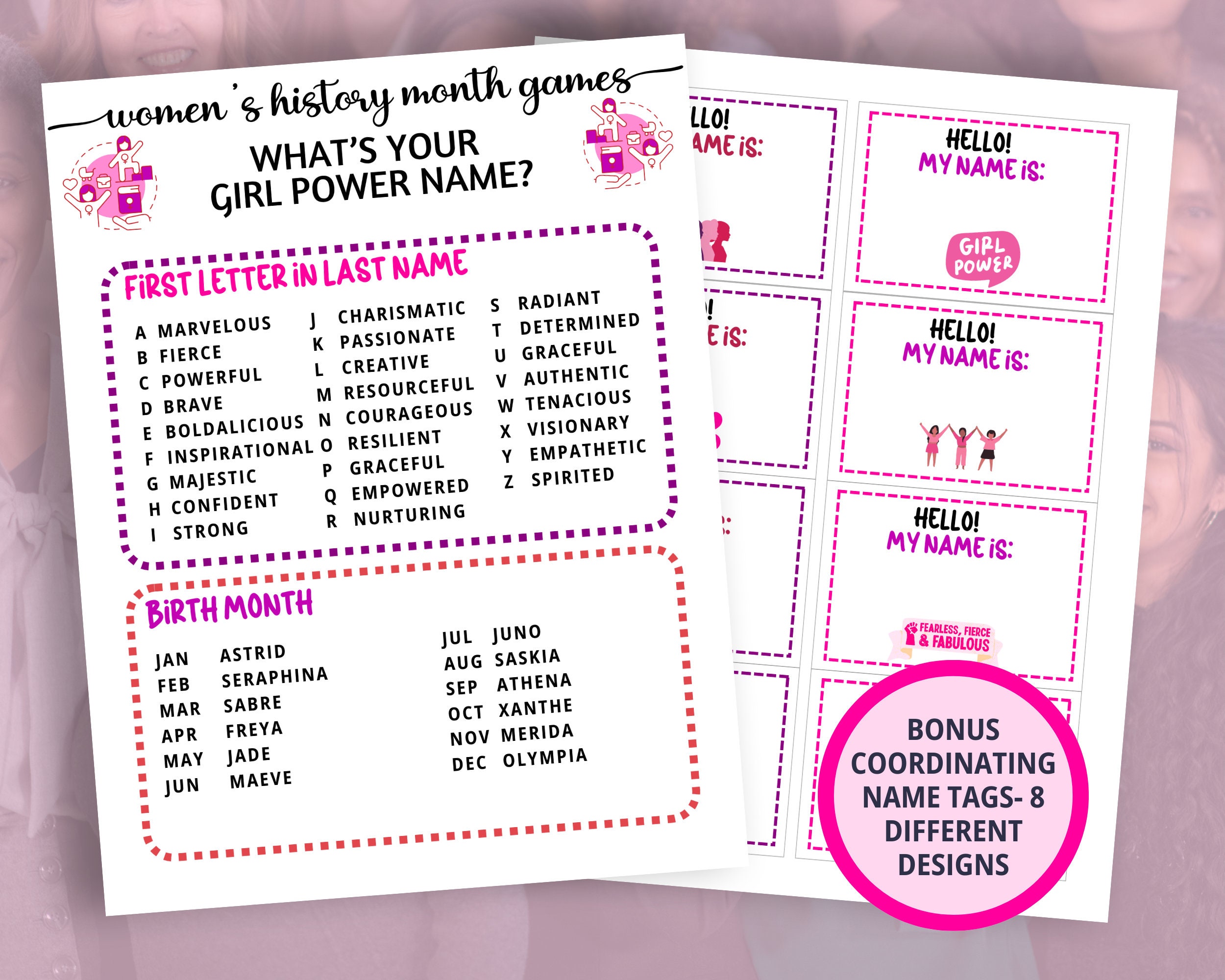 What's Your Girl Power Name, Womens History Games, Girl Power Name Game ...