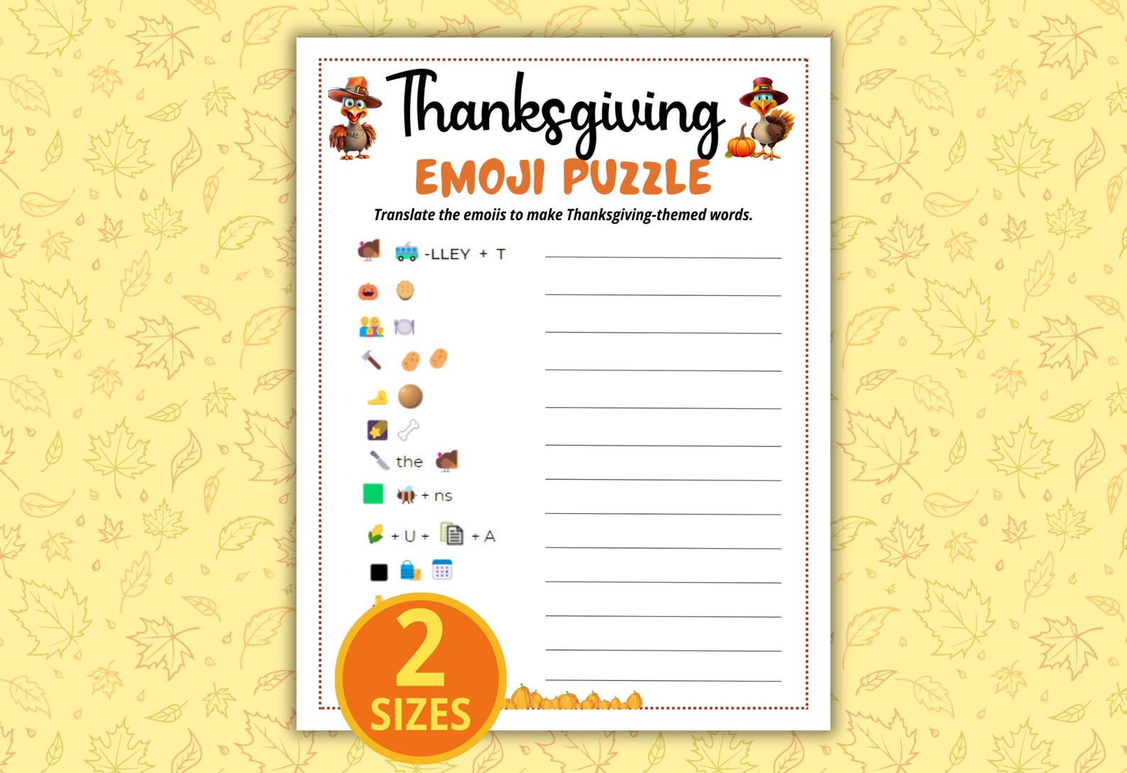 Thanksgiving Emoji Game, Thanksgiving Games, Friendsgiving Game, Emoji ...