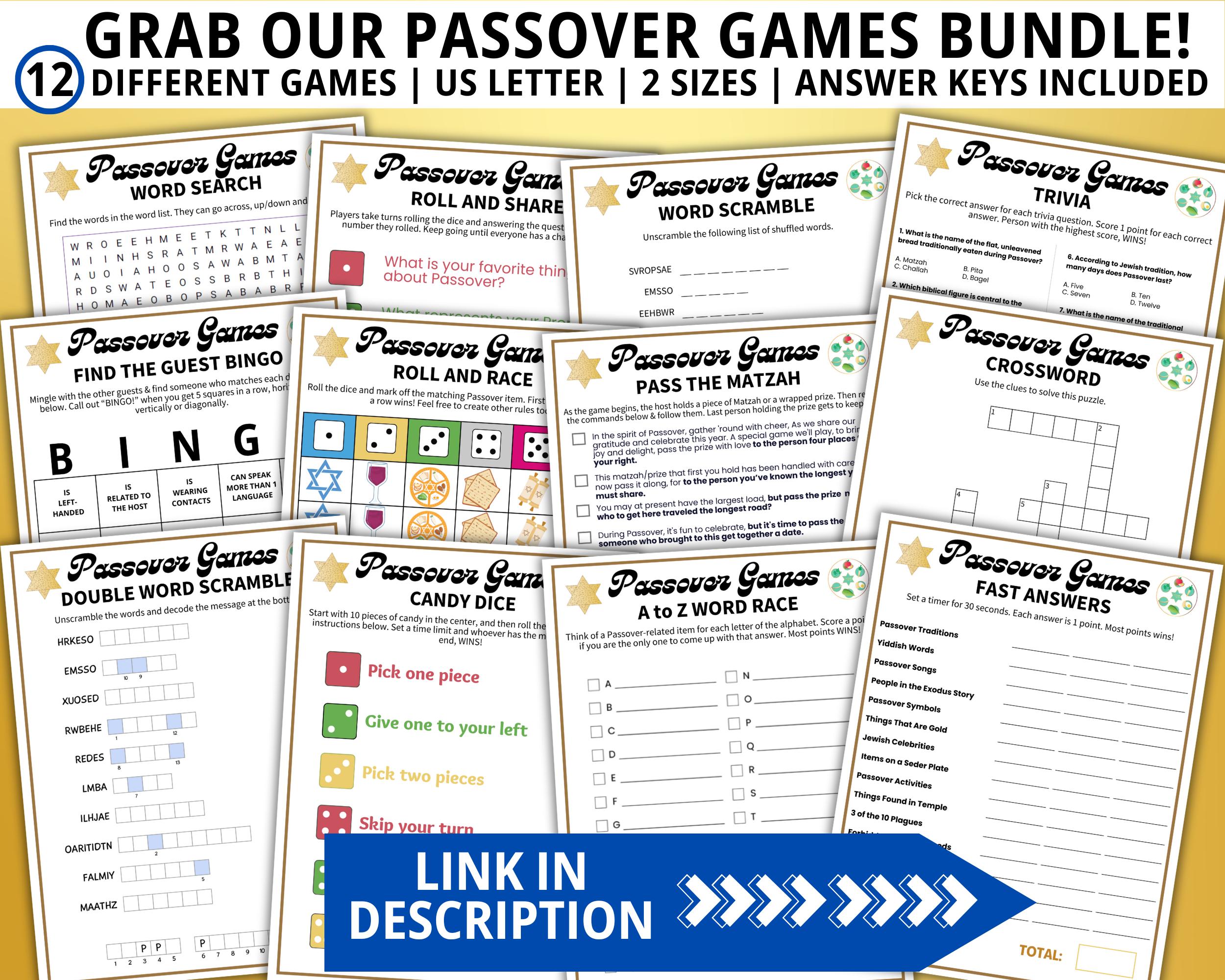 Passover Fast Answers Game, Passover Games, Jewish Games, Passover ...